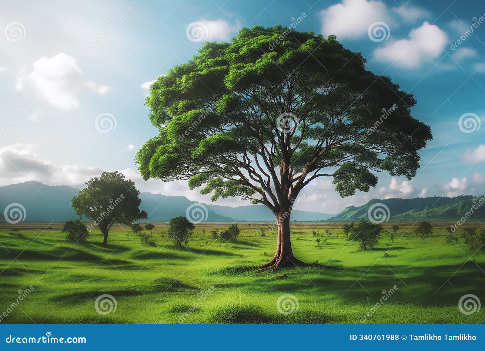 Shady Green Leafed Tree, Vector Illustration, Clip Art | CartoonDealer ...