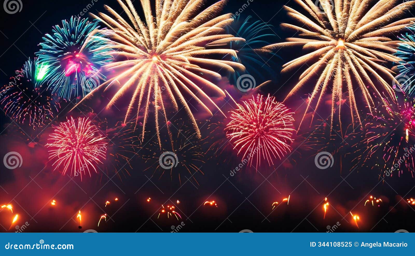 Fireworks Burning Autoignition. System Of Paper Fuses Hot Red ...