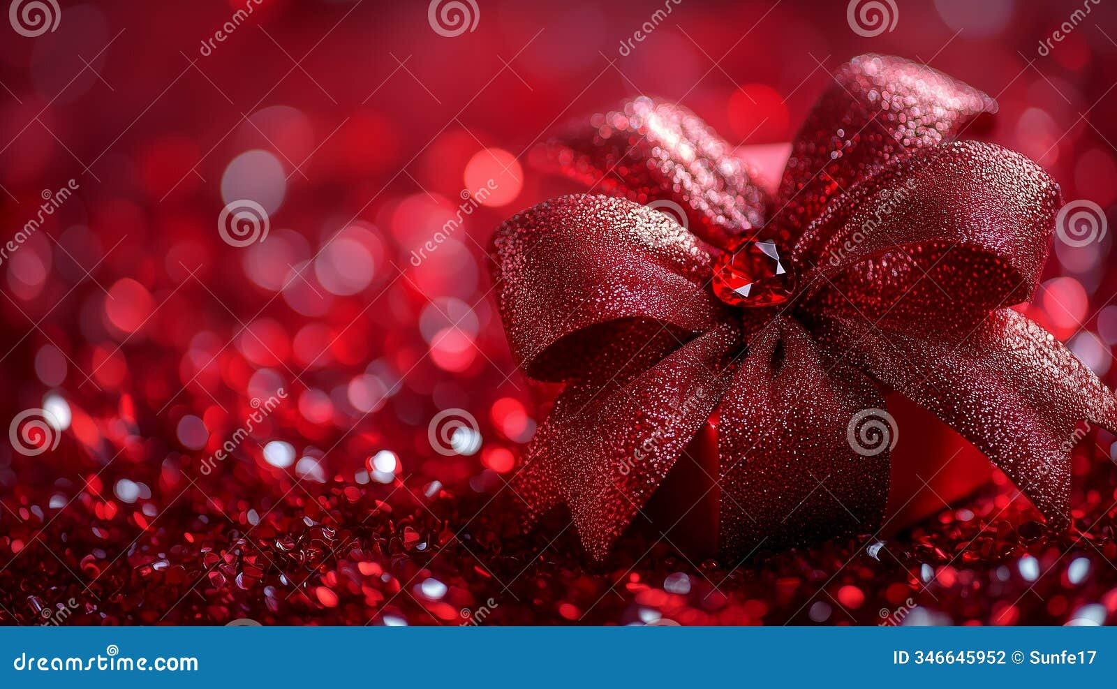 Red Christmas Present with Elegant Glitter Bow and Gemstone. Stock ...