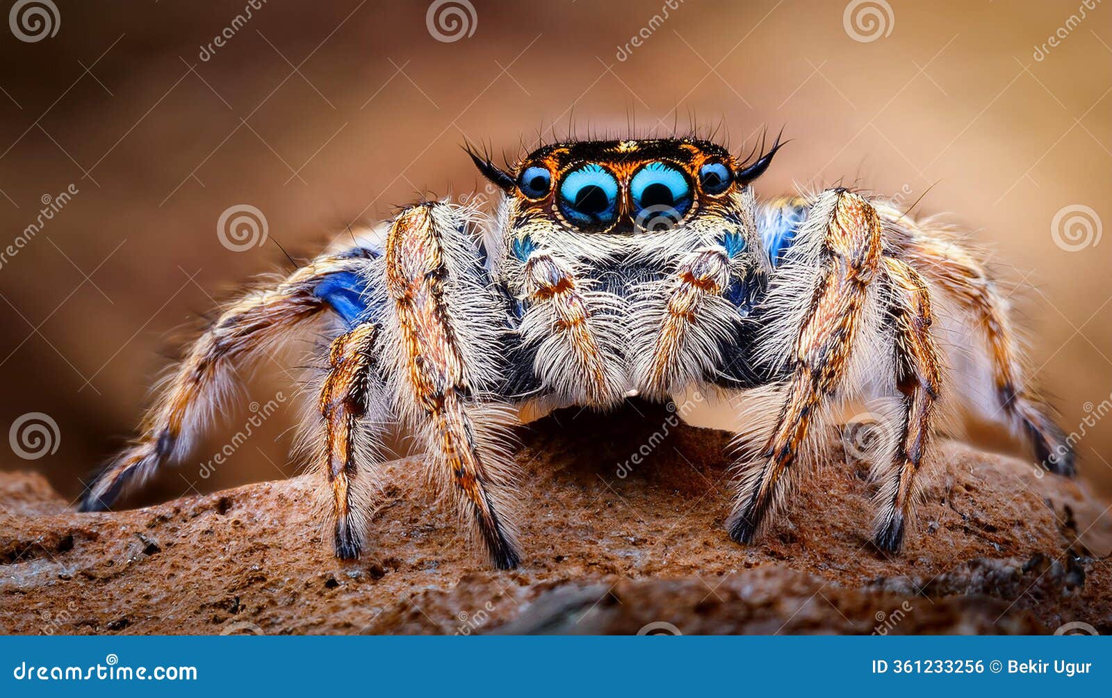 Scary Eyes of Jumping Spider with Empty Space for Text, Arachnophobia ...