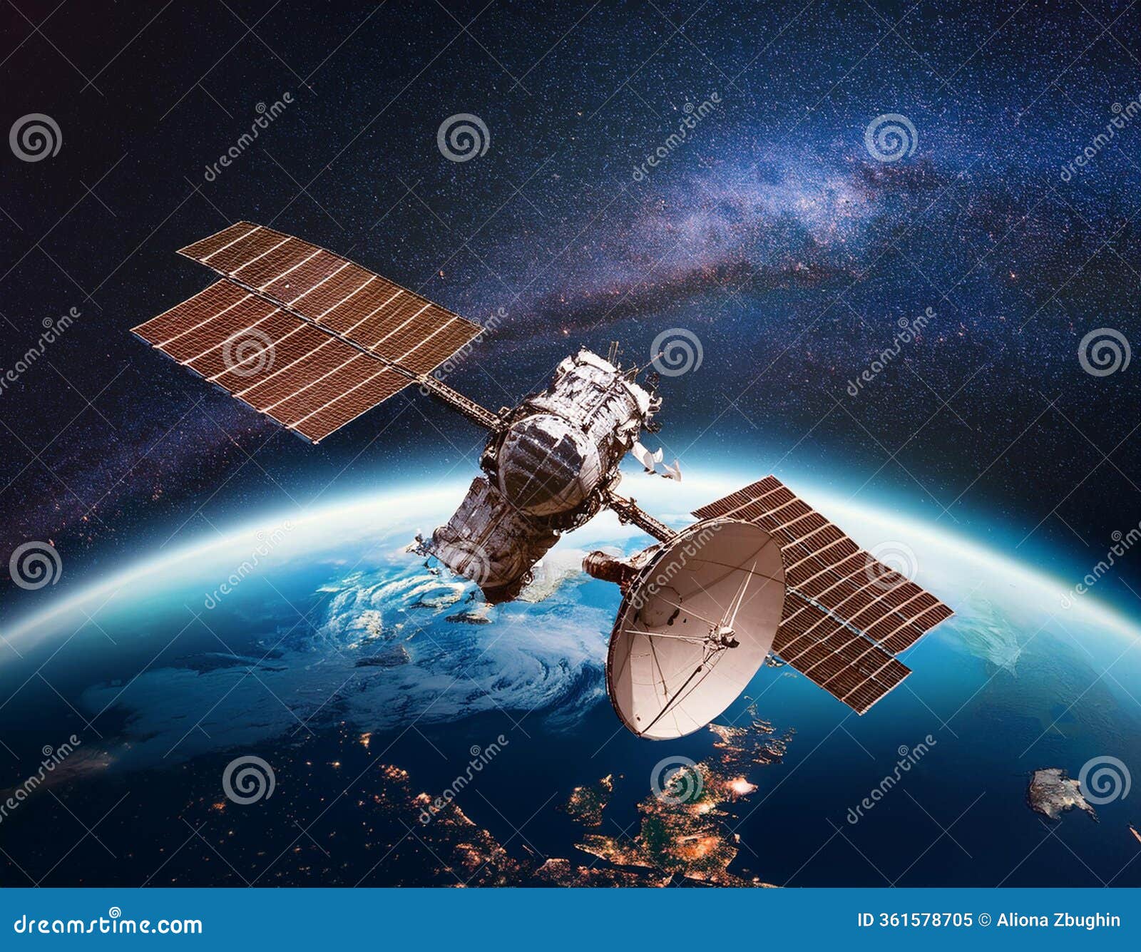 Set Satellites Orbiting The Planet, Location With House, Globe, City ...