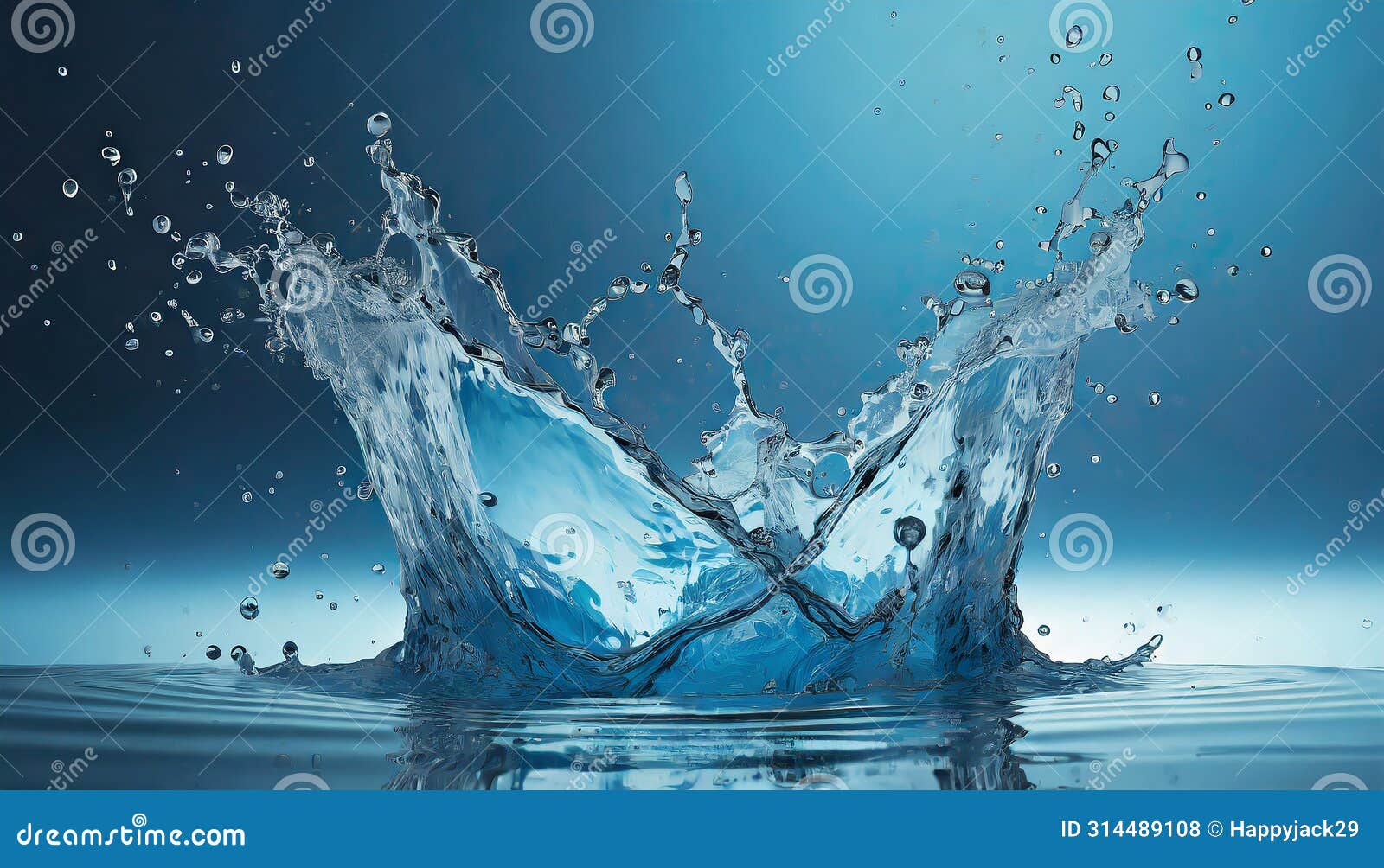 Abstract Background with Blue Water Splash and Drops. Stock ...