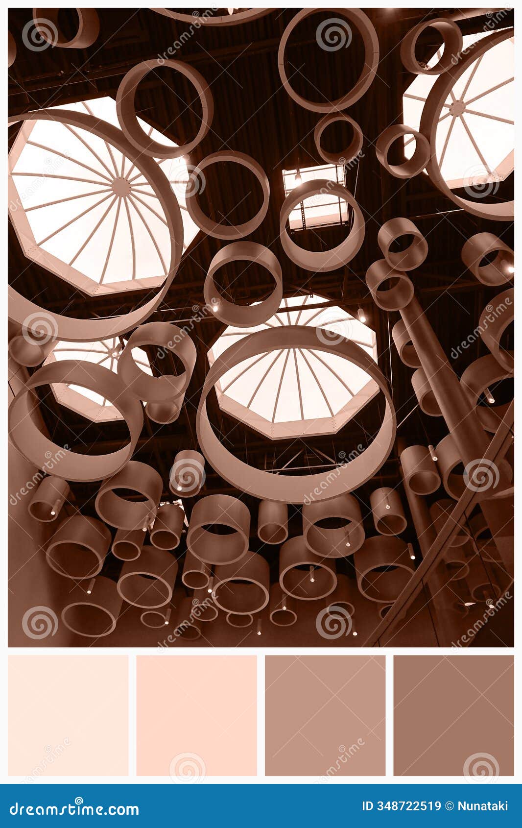 Geometric Ceiling Installation with Mocha Mousse Color Palette Stock ...