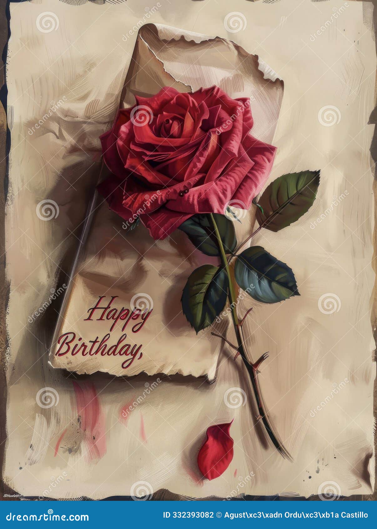 Red Rose Birthday Card with Elegant Design Stock Photo - Image of ...