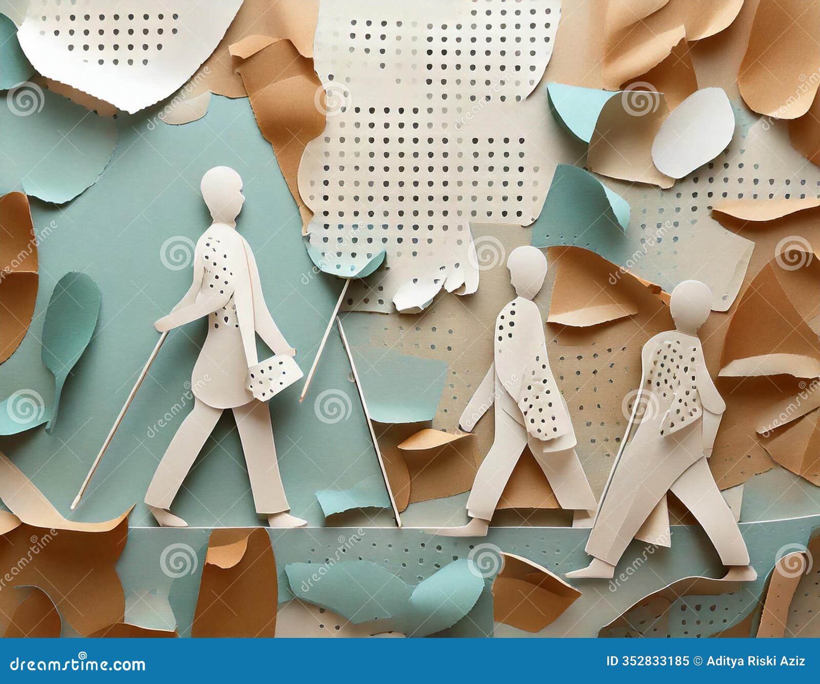 Generated Image. Blind People Walk on Paper with Braille Letter. World ...