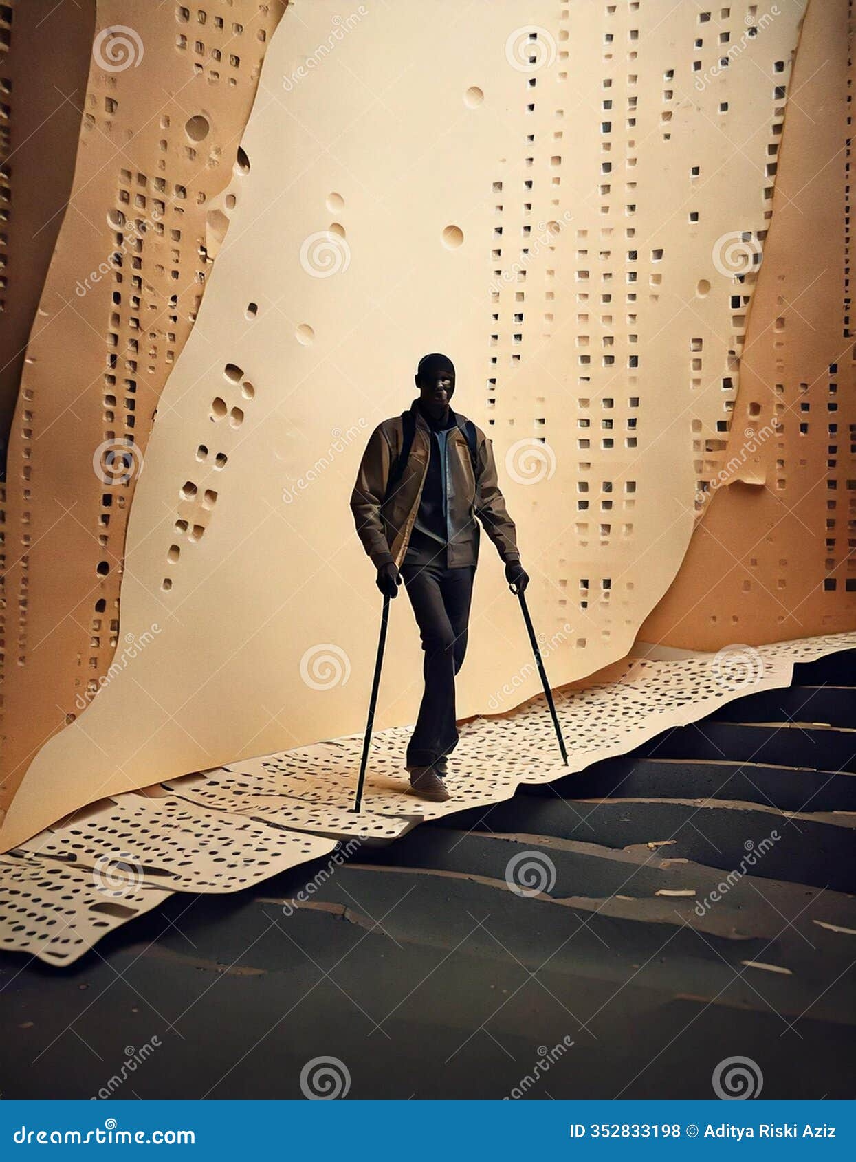 Generated Image. Blind People Walk on Paper with Braille Letter. World ...
