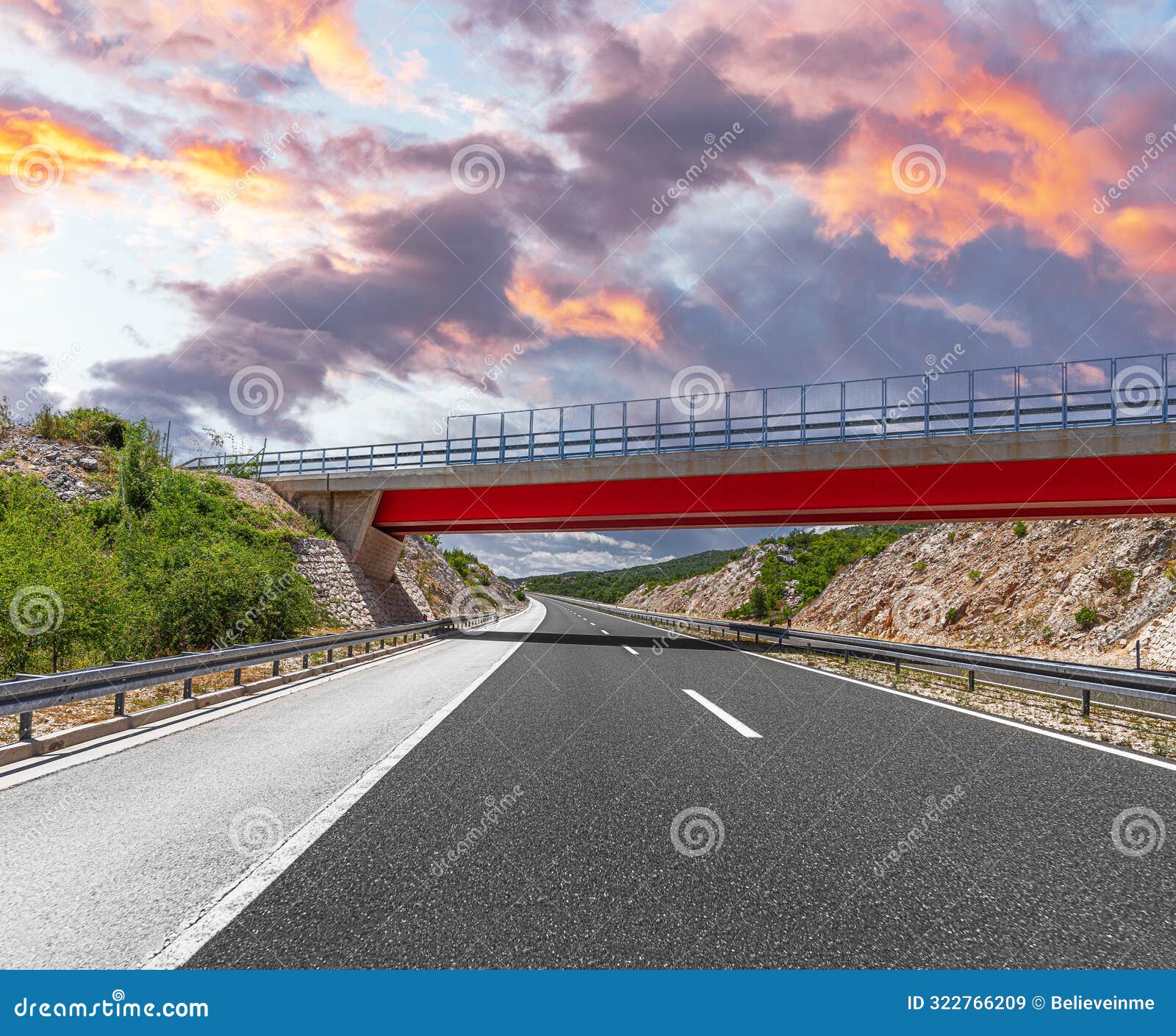 Bridge over the highway. stock image. Image of transportation - 322766209