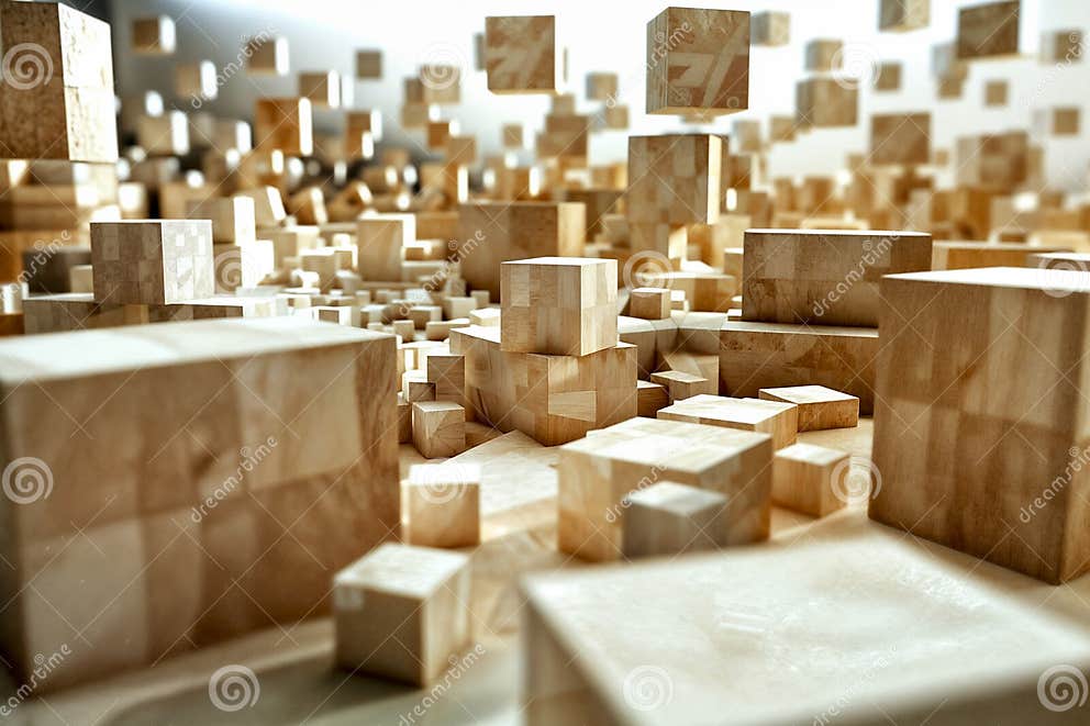 Brown Wooden Cubes of Different Sizes As a Background,background of ...
