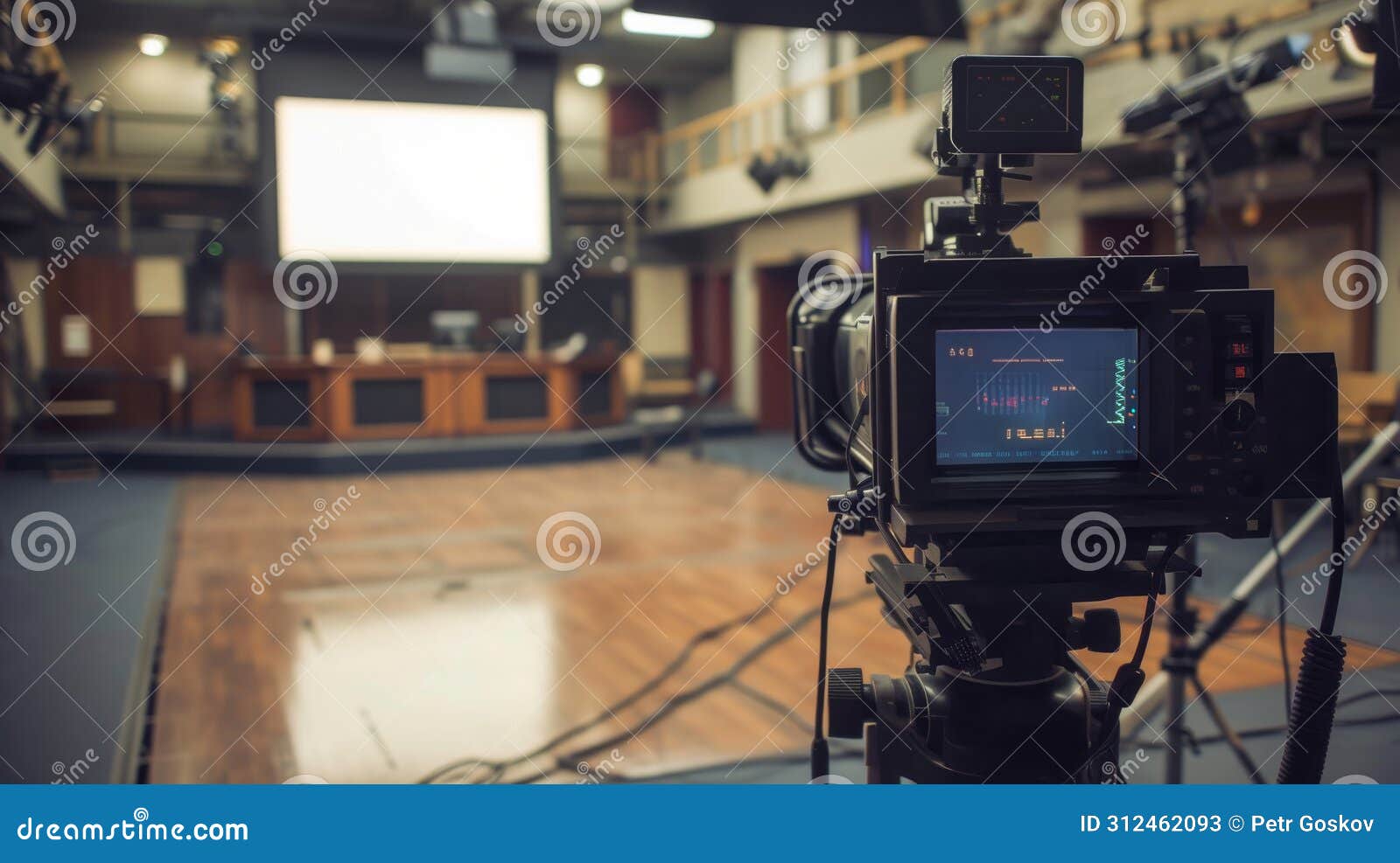 Professional Video Camera Filming in Studio Stock Image - Image of ...