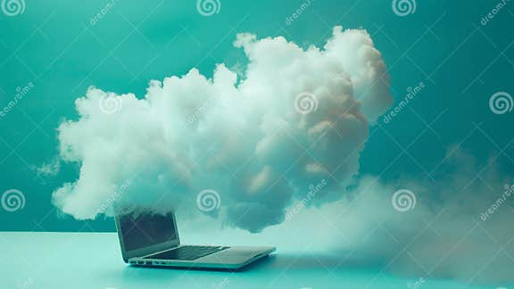 Cloud Over Laptop Computer. Overheating Smoke, Cloud Storage Stock ...