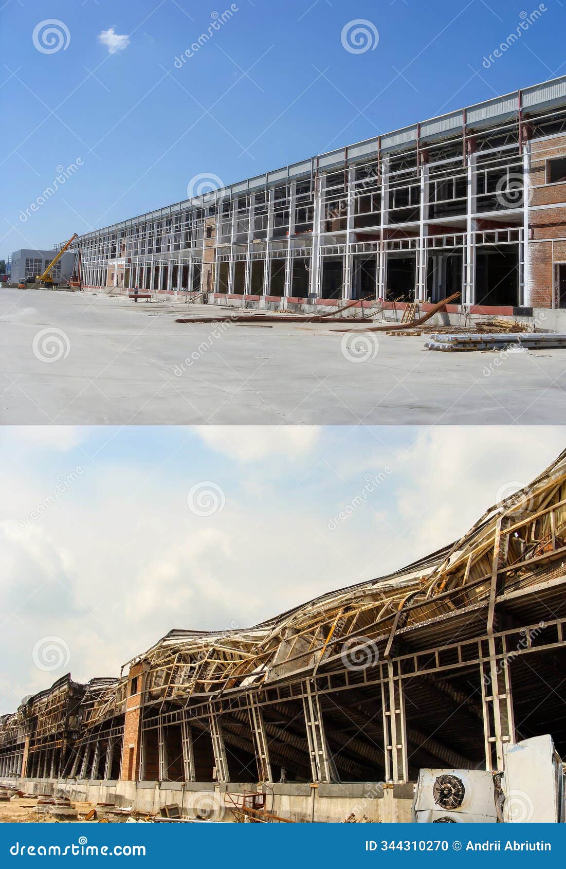Collage of Large Cold Storage Warehouse with Sandwich Panels before and ...
