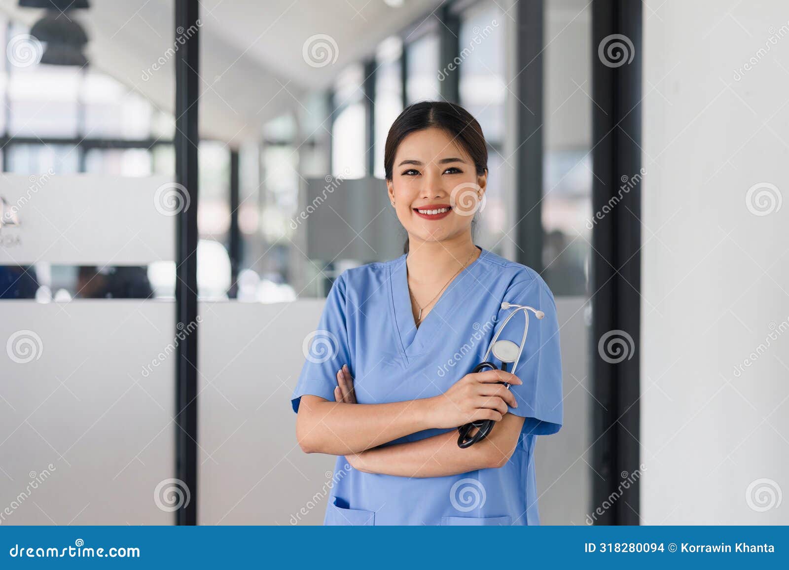 Confident Medical Professional with Stethoscope in Hospital Setting ...
