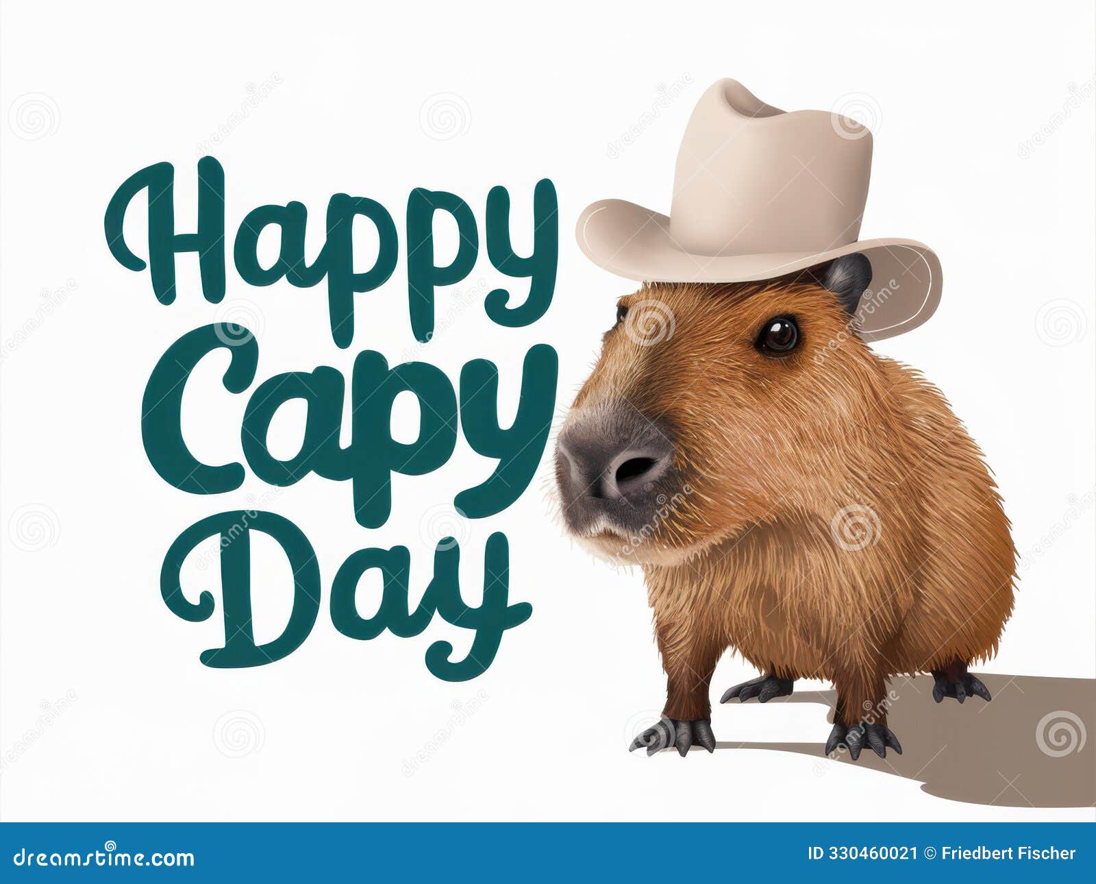 Cute Capybara Wearing Cowboy Hat with Happy Capy Day Text Stock Image ...