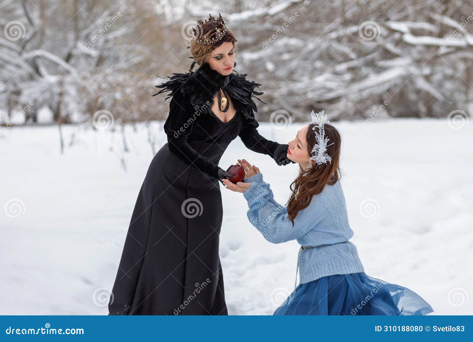 The Dark Queen Gives Snow White a Poisoned Apple, the Witch and ...