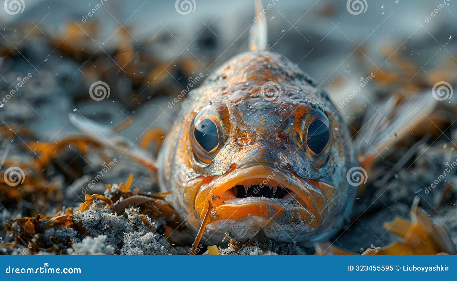 Dead Fish Entangled in Plastic Debris, Lying on Beach, Washed Ashore ...
