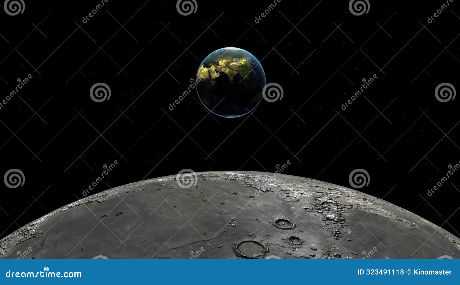 CGI Image of Earth Rising Over the Moon S Horizon Stock Photo - Image ...