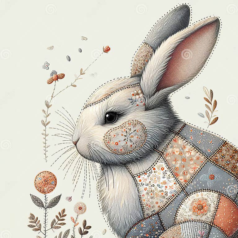 Easter Rabbit in the Style of a Patchwork. Stock Illustration ...