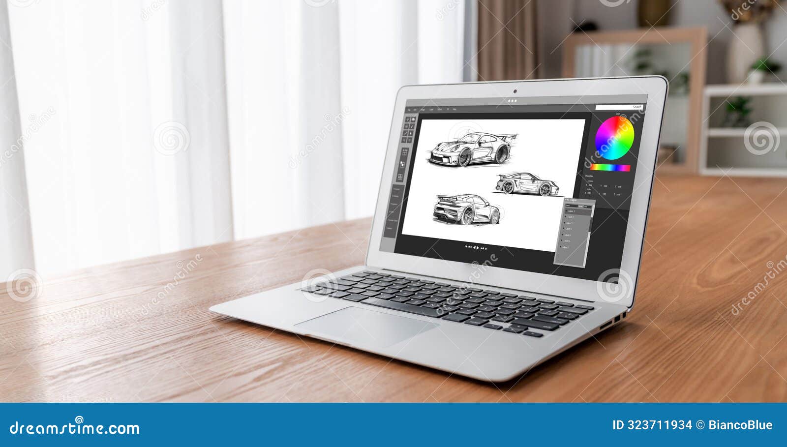 Electric Car Design Software on Computer Screen Show Simulation ...