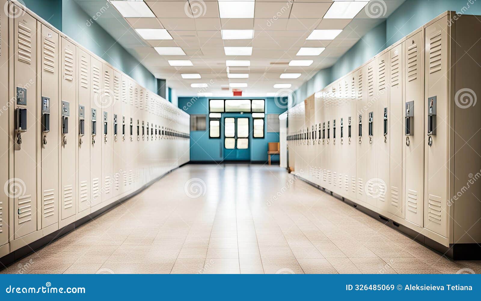 Empty School Corridor with Various Lockers for Students, Back To School ...
