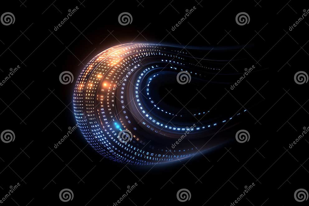 Flowing Binary Code on Dark Background. Global Programming and Technology Stock Illustration ...