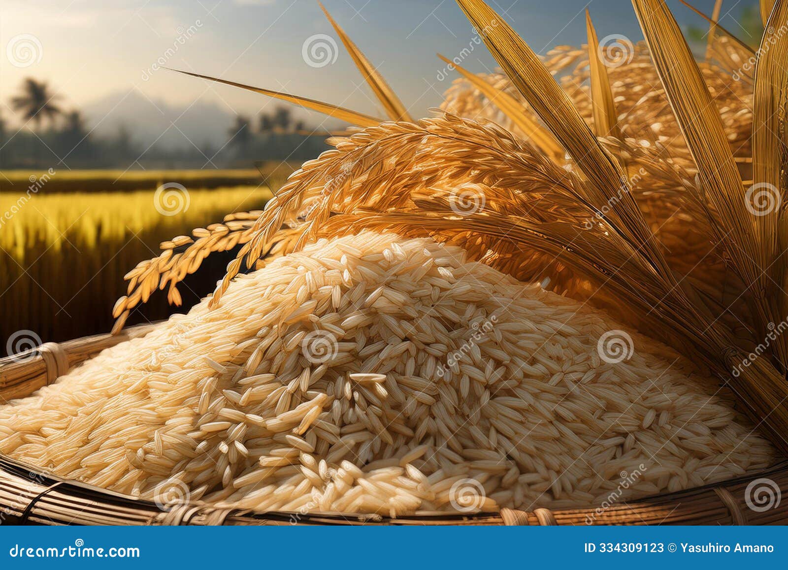 Generated Image Freshly Harvested Rice Stock Image - Image of bowl ...