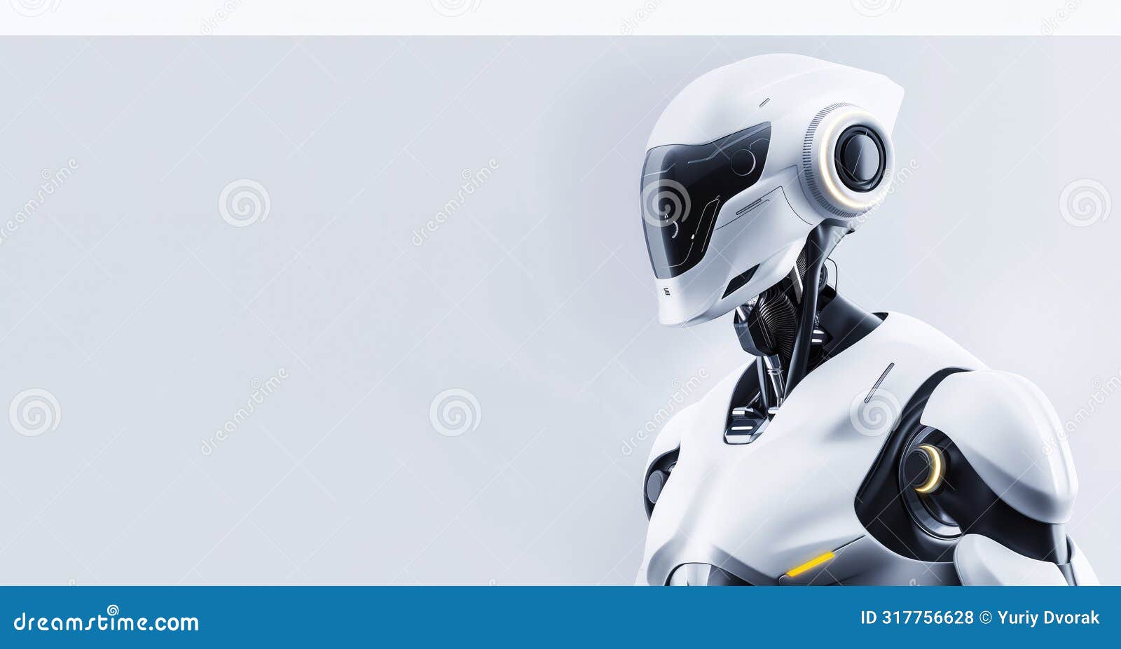 Futuristic Modern White Robot Cyber Illustration with Place for Text ...