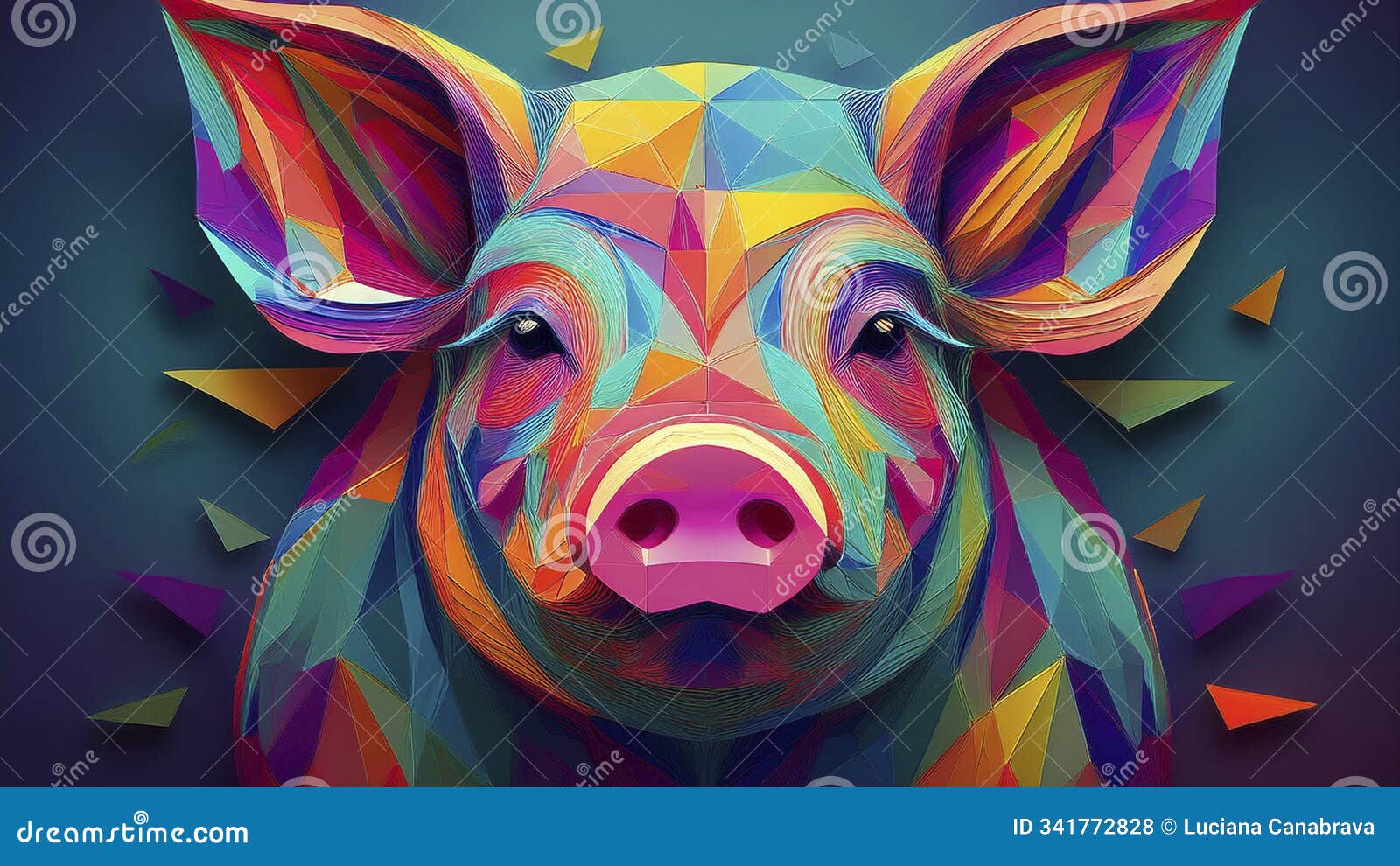 Generated Image the Geometry of the Colorful Pig Stock Illustration ...