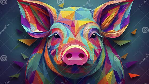 Generated Image the Geometry of the Colorful Pig Stock Illustration ...