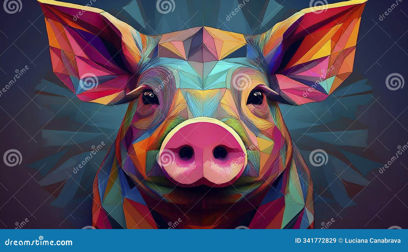 Generated Image the Geometry of the Colorful Pig Stock Illustration ...