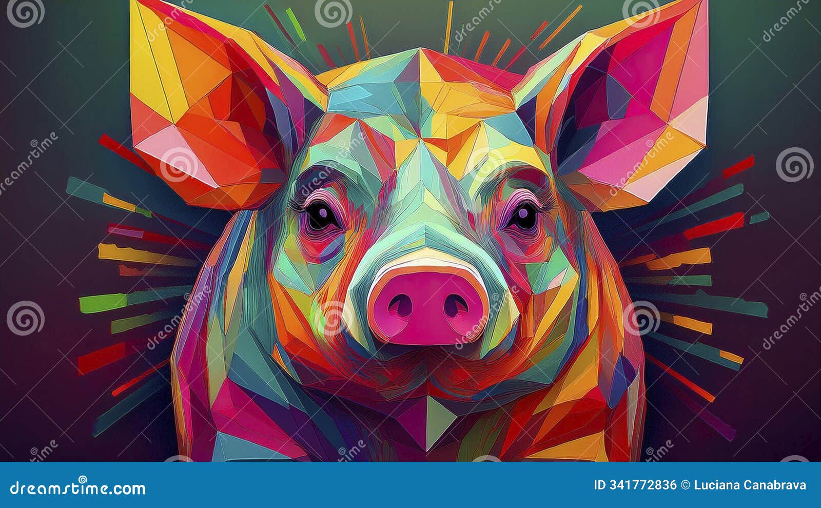 Generated Image the Geometry of the Colorful Pig Stock Illustration ...