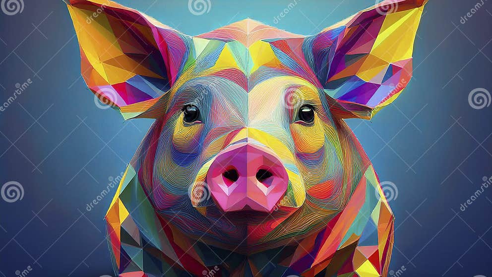 Generated Image the Geometry of the Colorful Pig Stock Illustration ...