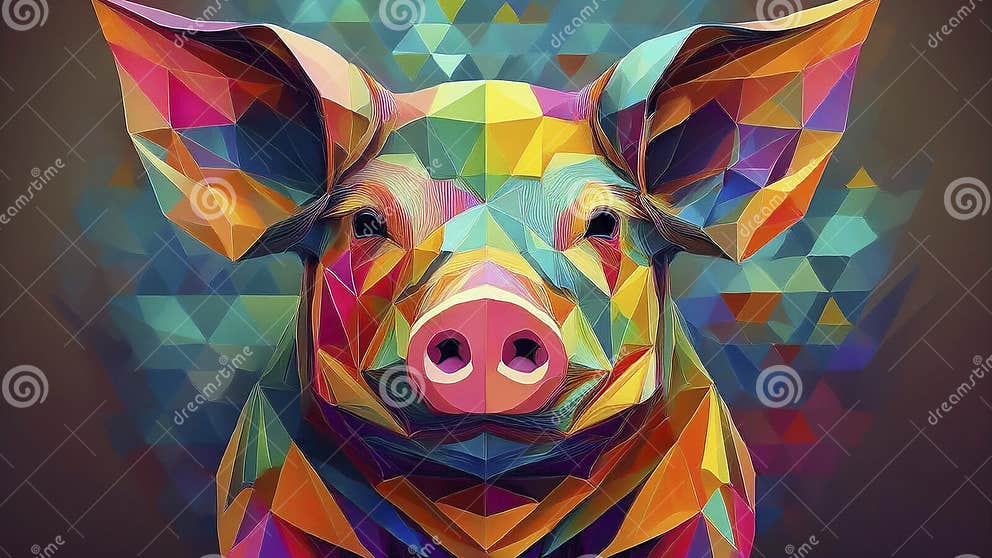 Generated Image the Geometry of the Colorful Pig Stock Illustration ...