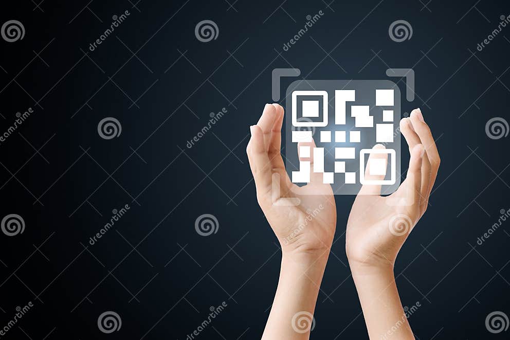 Hands Holding a QR Code Symbol Stock Image - Image of phone, electronic ...
