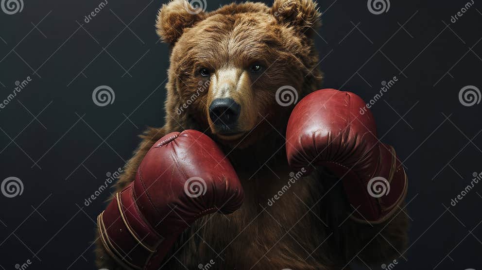 Bear Wearing Boxing Gloves Ready To Train Stock Image - Image of fight ...