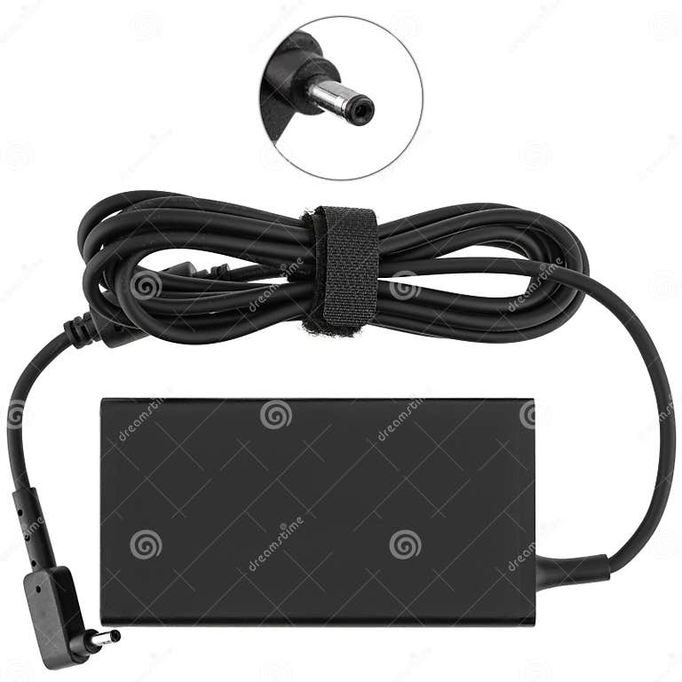 Laptop Power Adapter, on White Background in Insulation. Stock Photo ...