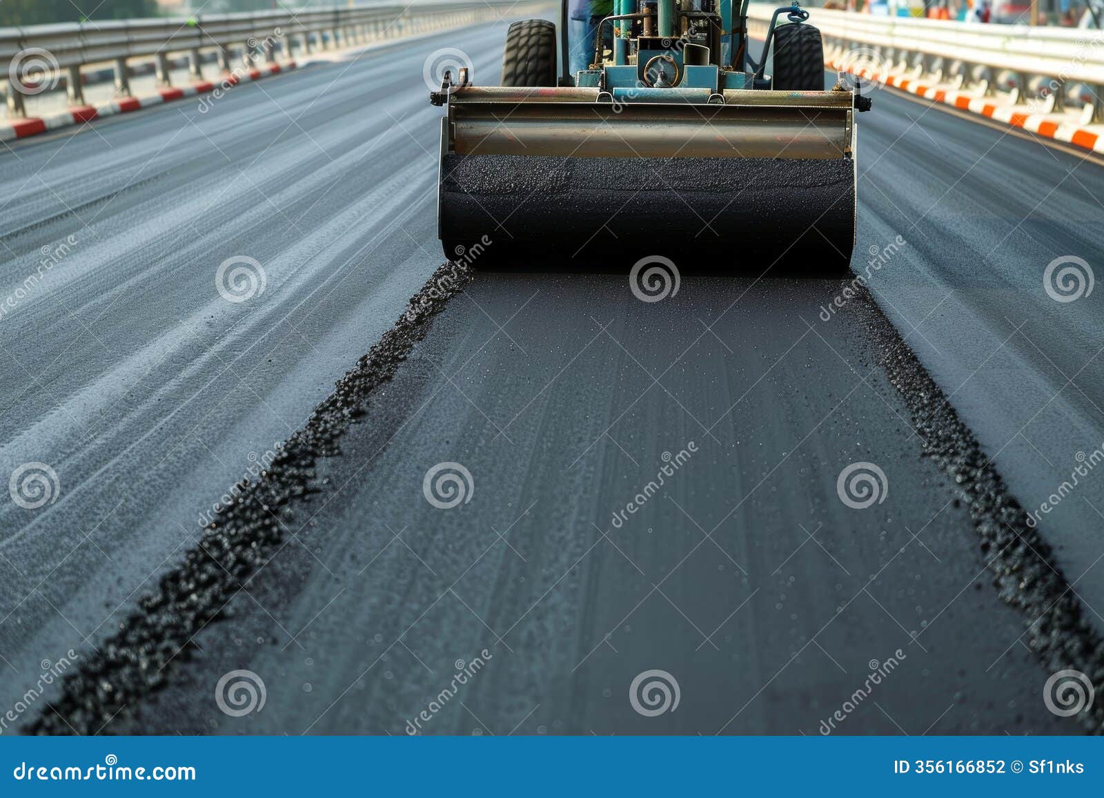 A Large Asphalt Paving Machine is Shown in Action, Smoothing and ...