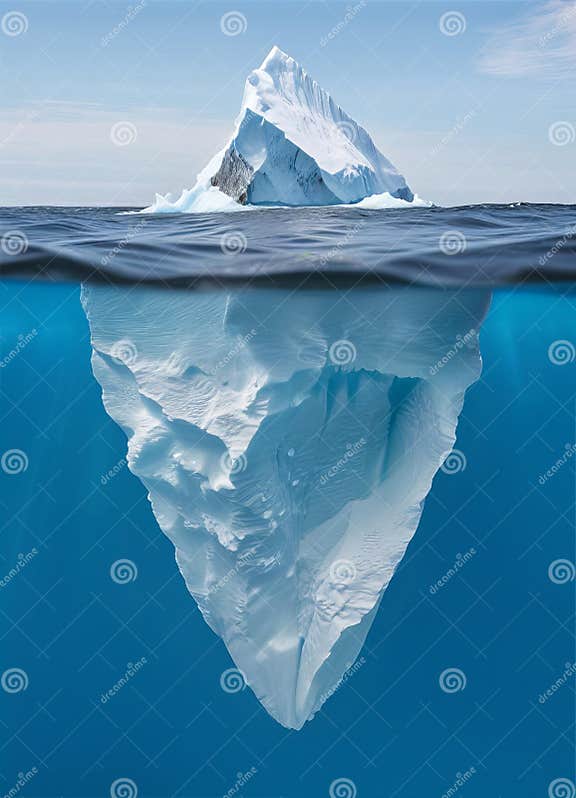 Iceberg Floating in the Ocean, Both the Tip and the Submerged Parts are ...