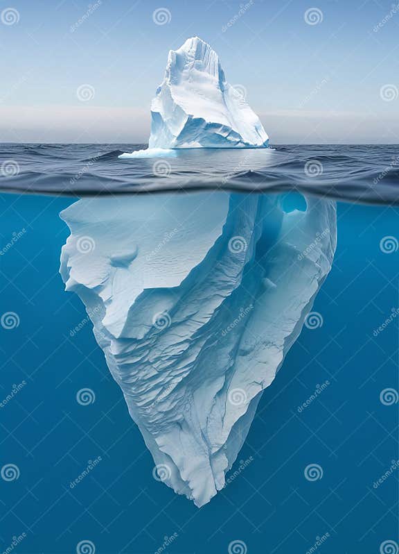 Iceberg Floating in the Ocean, Both the Tip and the Submerged Parts are ...