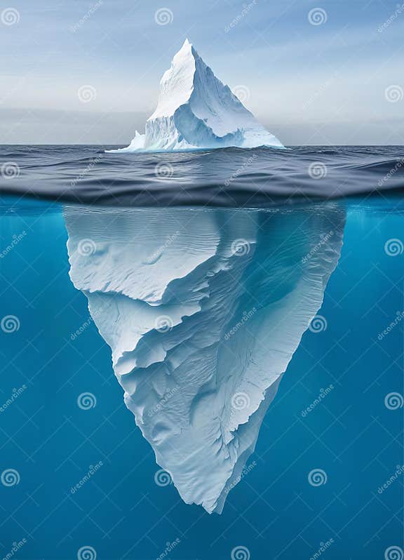 Iceberg Floating in the Ocean, Both the Tip and the Submerged Parts are ...