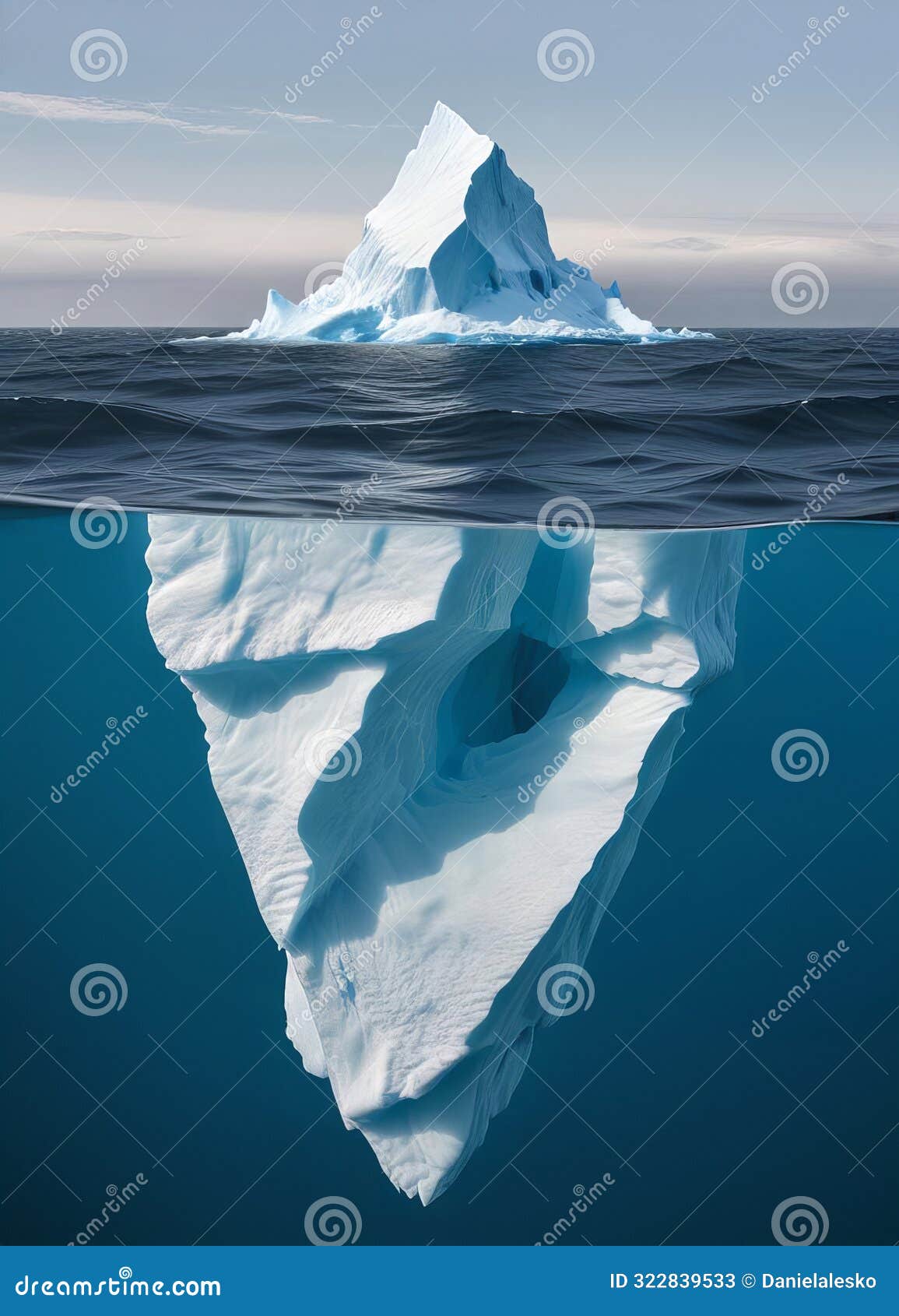 Iceberg Floating in the Ocean, Both the Tip and the Submerged Parts are ...
