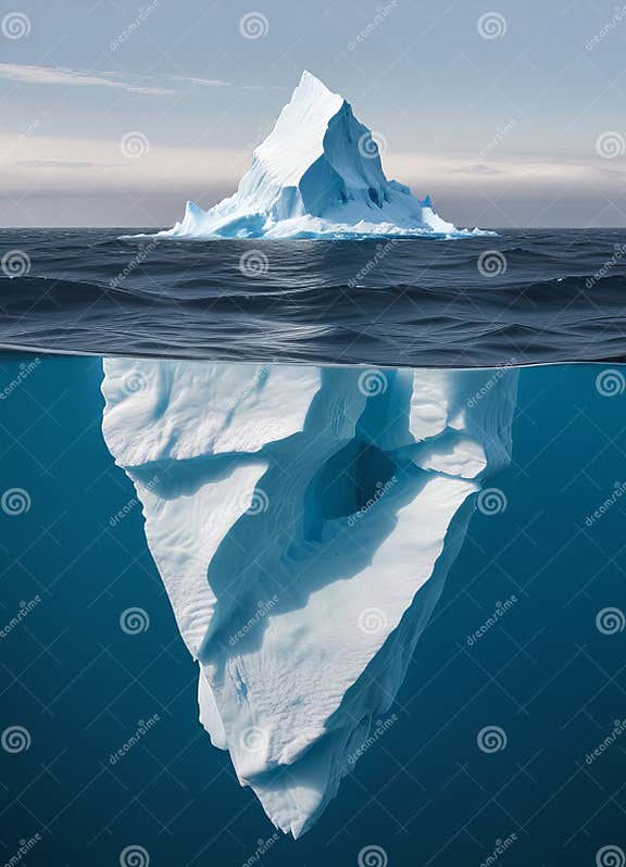 Iceberg Floating in the Ocean, Both the Tip and the Submerged Parts are ...