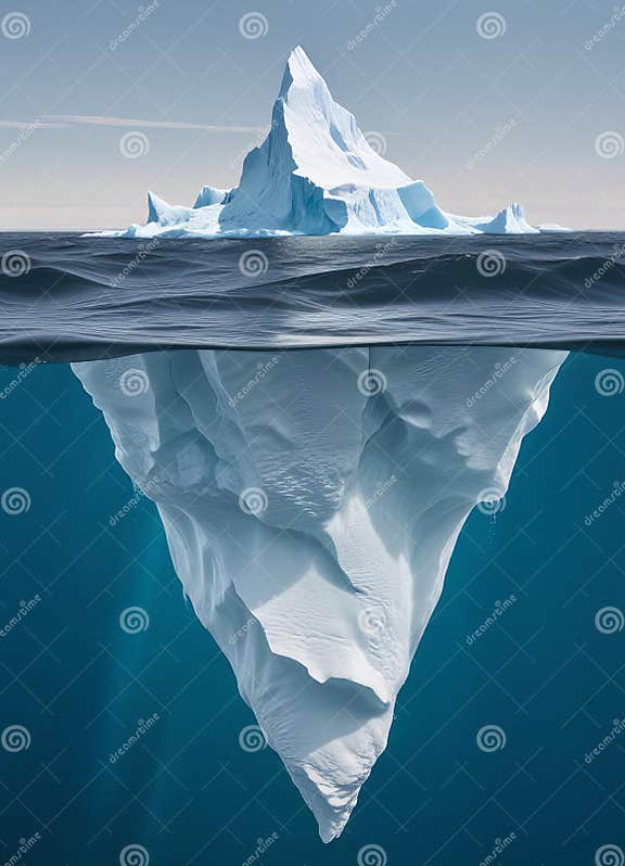 Iceberg Floating in the Ocean, Both the Tip and the Submerged Parts are ...