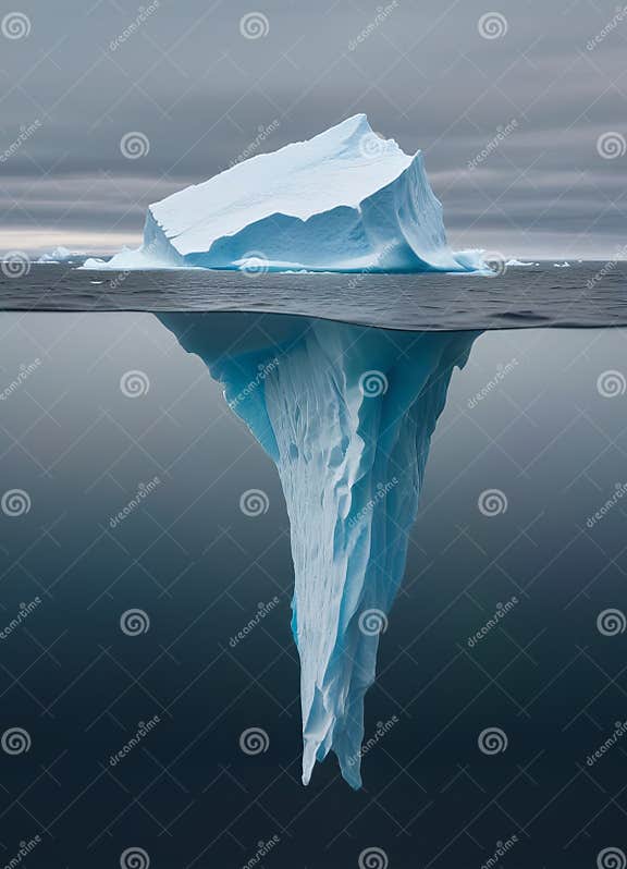 Iceberg Floating in the Ocean, Both the Tip and the Submerged Parts are ...