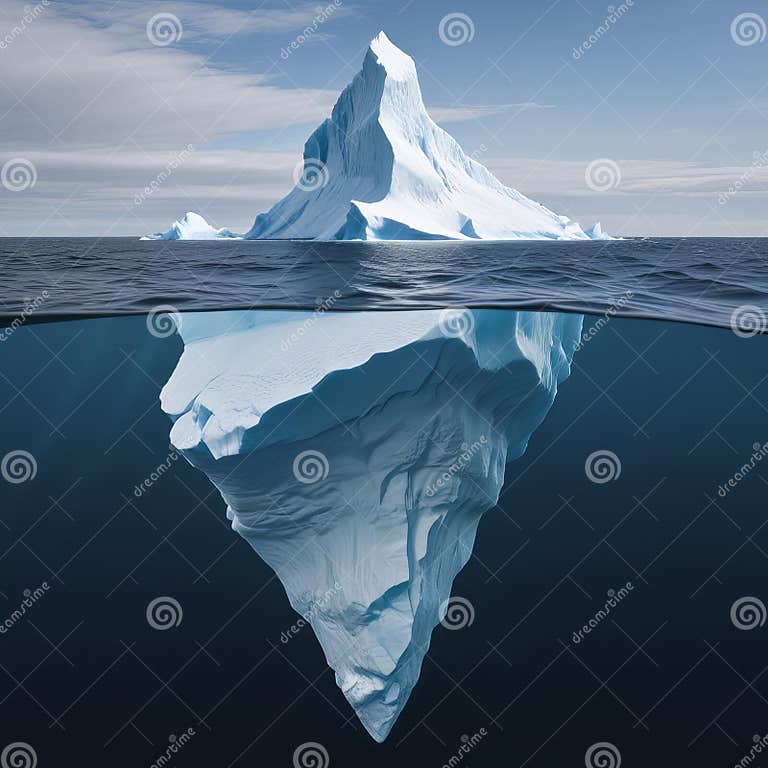 Iceberg Floating in the Ocean, Both the Tip and the Submerged Parts are ...
