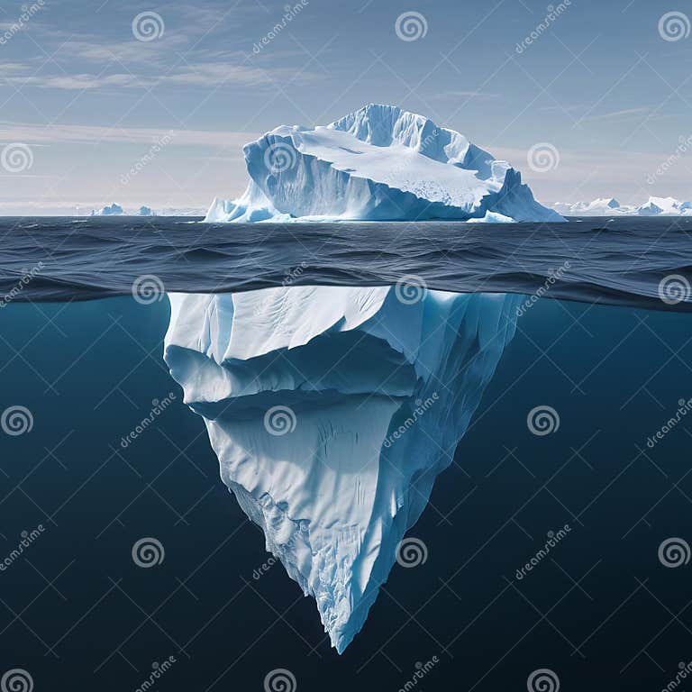 Iceberg Floating in the Ocean, Both the Tip and the Submerged Parts are ...