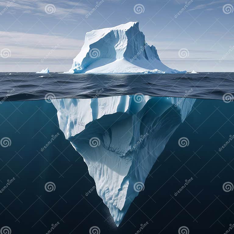 Iceberg Floating in the Ocean, Both the Tip and the Submerged Parts are ...