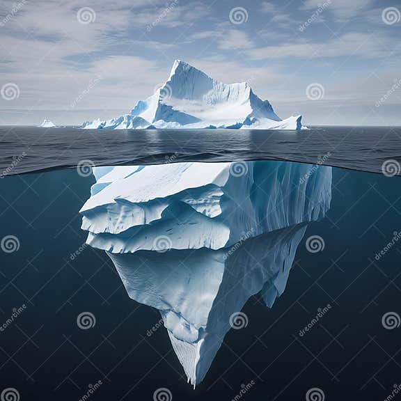 Iceberg Floating in the Ocean, Both the Tip and the Submerged Parts are ...