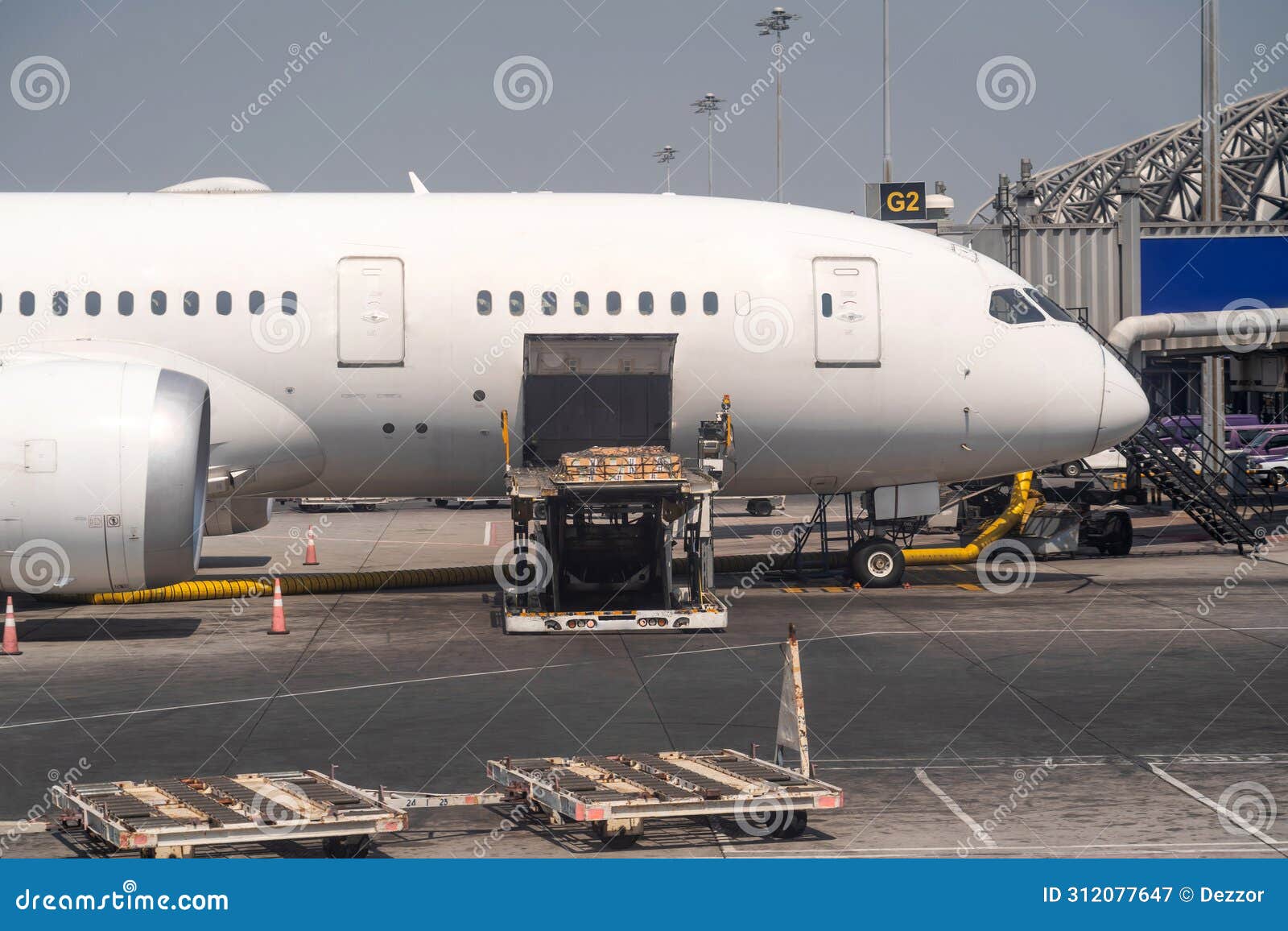 Loading Platform of Air Freight To the Aircraft before Flight Stock ...