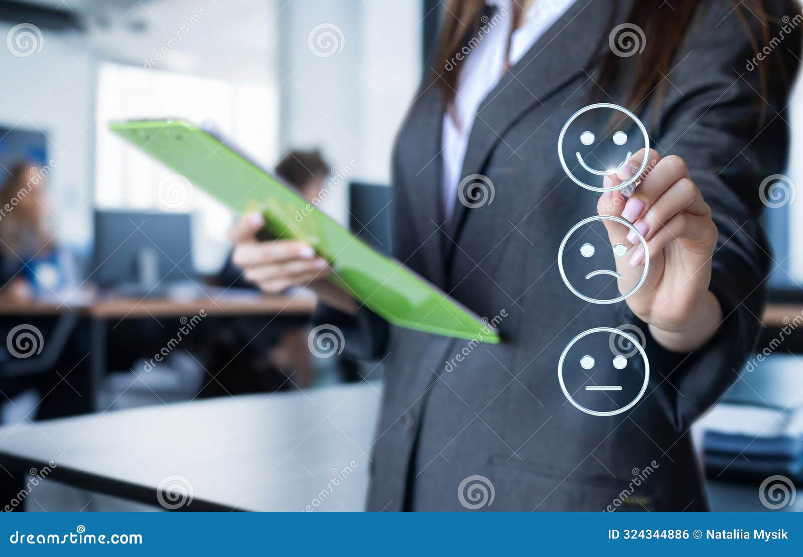 Manager draws emoticons stock photo. Image of colleague - 324344886