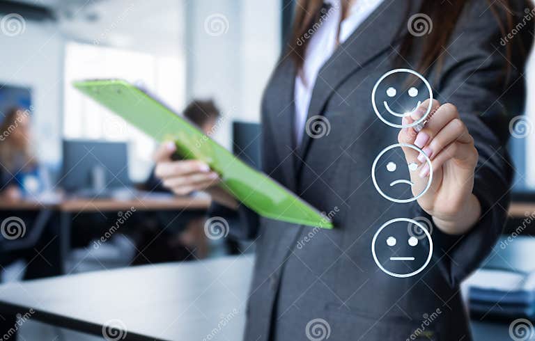 Manager draws emoticons stock photo. Image of colleague - 324344886